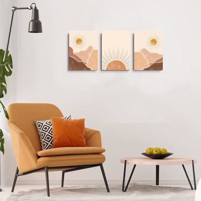 Tableau Boho Chic, Tableau Decoration Murale Salon Abstraites Montagnes ...