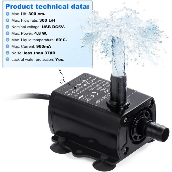 Mini Pompe À Eau , Dc 5V Brushless Usb Submersible Water Pump With ...