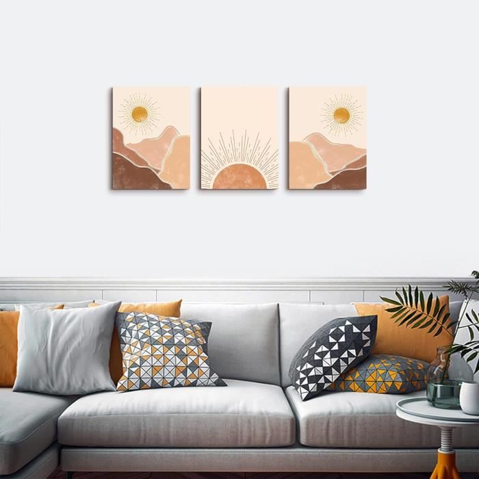 Tableau Boho Chic, Tableau Decoration Murale Salon Abstraites Montagnes ...