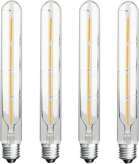 Lot de 4 Ampoules Long Tube, Filament LED Edison, 4W, Équivalent Incandescence 40W, Culot E27 ...