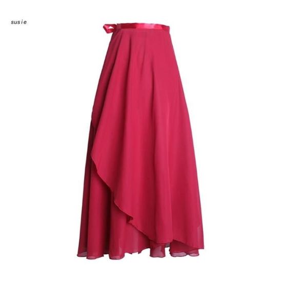 Jupe de danse de ballet longue asymétrique pour femmes,jupe en mousseline de soie,jupe ronde ...