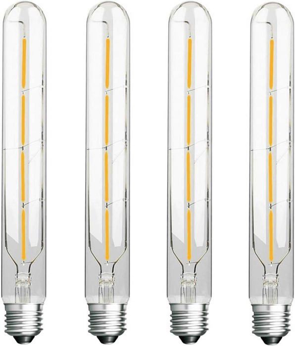 Lot de 4 Ampoules Long Tube, Filament LED Edison, 4W, Équivalent Incandescence 40W, Culot E27 ...