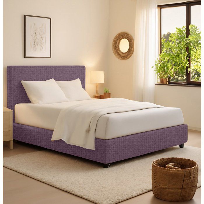 Lit Double Widnes Talamo Italie, en Tissu Violet Lilas - Cdiscount Maison