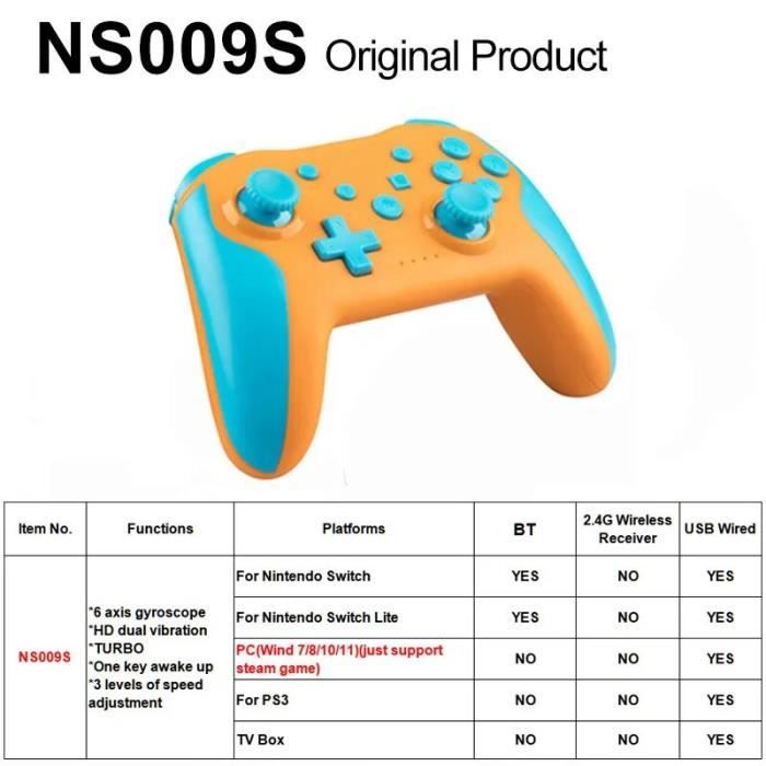 Manette de jeu - AIHONTAI - NS009N - Sans fil Bluetooth - Vibration ...
