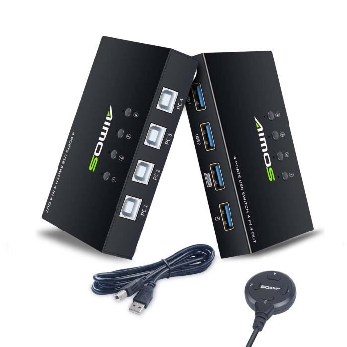 Airies USB 4 entrées 4 sorties, commutateur réseau USB, adaptateur ...
