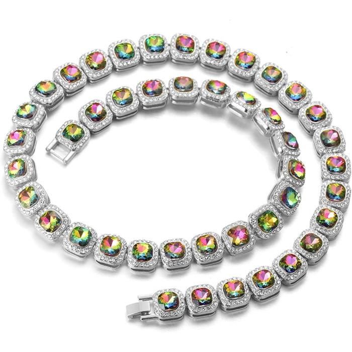 Groupé Diamant Chaîne De Tennis Pour Homme,Or Véritable 18 Carats-Or ...