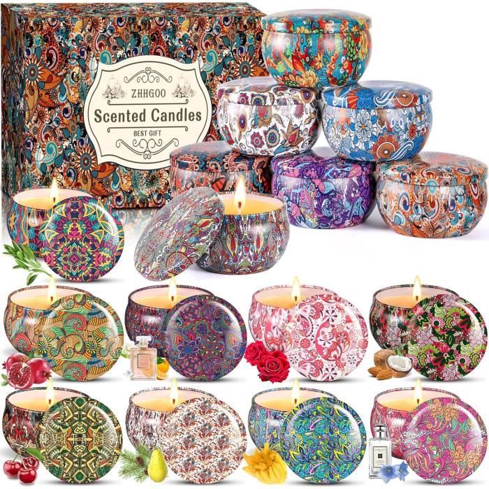 Bougie Parfumée Kit,16 Pcs Bougies Parfumée Cadeau Femme,Naturel Cire ...