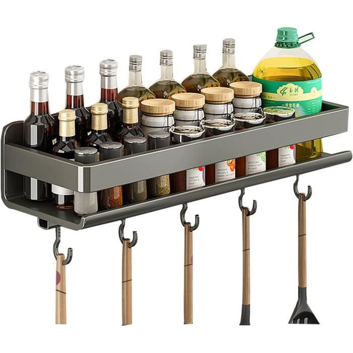 Étagère Cuisine Mur Collage Spice Rack Crochet Rail Cuisine Sans Forage ...