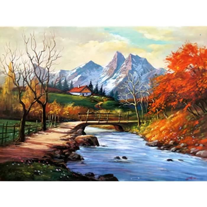 Diy 5D Diamond Painting Cabane Au Pied D'Une Colline Kits De Broderie ...