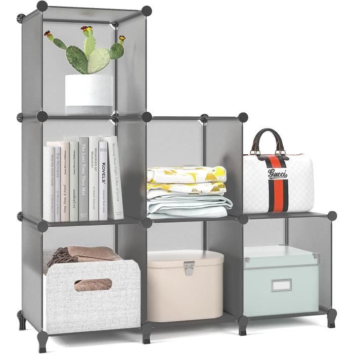 Étagère de rangement en forme de cube à 6 cubes - Gris - Pour chambre à ...