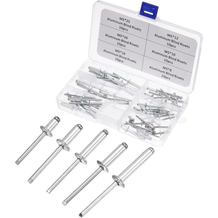 Sourcing Map Aluminium Rivet Terminal Ouvert Plat Rond Tête 6 M5 Rivets ...