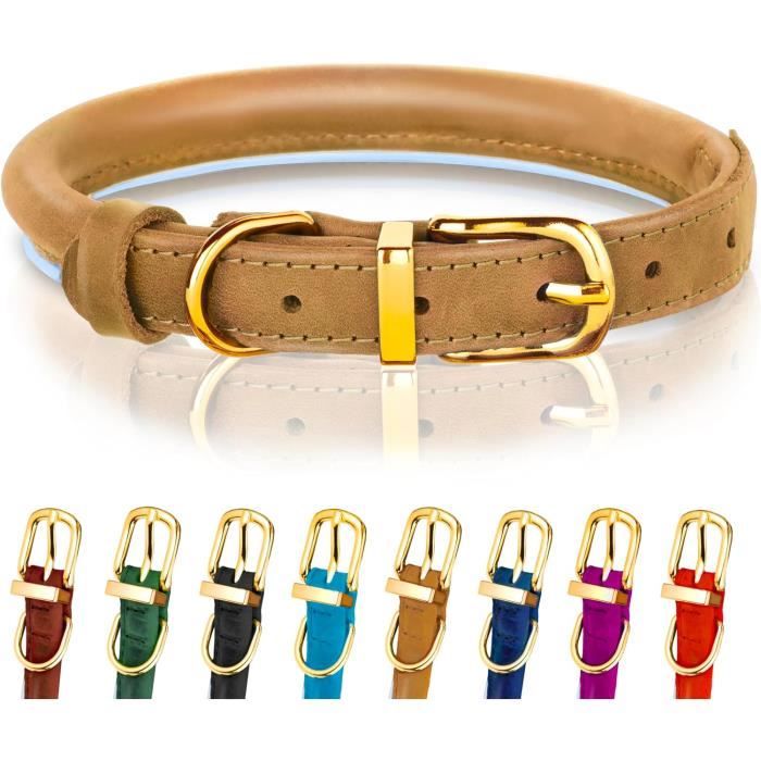 Collier En Cuir Roulé Pour Chien - Collier En Cuir Pour Chiot Et Chat ...