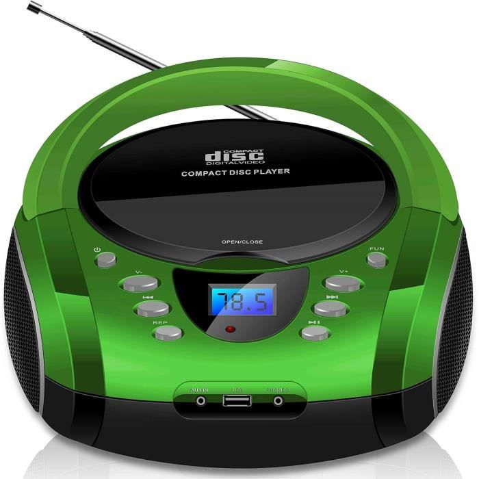 Lecteur CD/MP3 - CYBERLUX - Golo Green - USB - Radio FM - Haut-parleurs ...