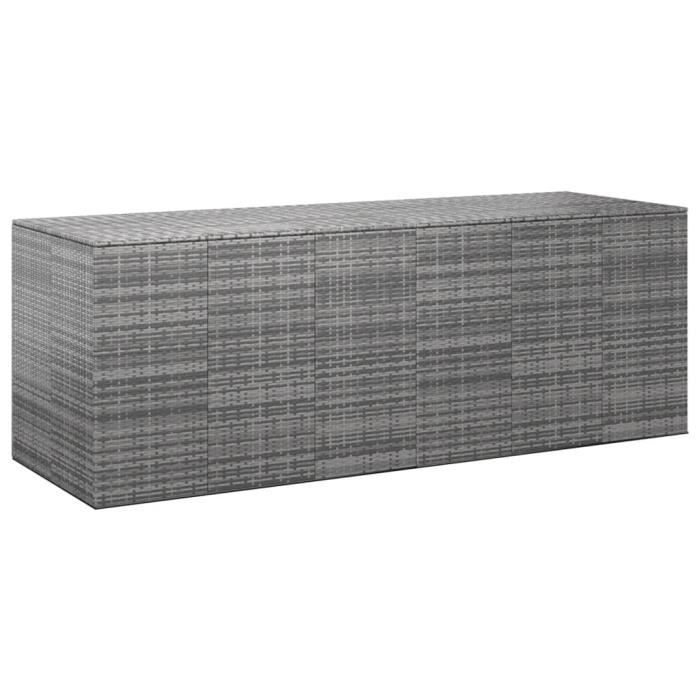 ZHI Boîte à coussins de jardin Résine tressée 291x100,5x104 cm Gris ... ZHI Boîte à coussins de jardin Résine tressée 291x100,5x104 cm Gris ...