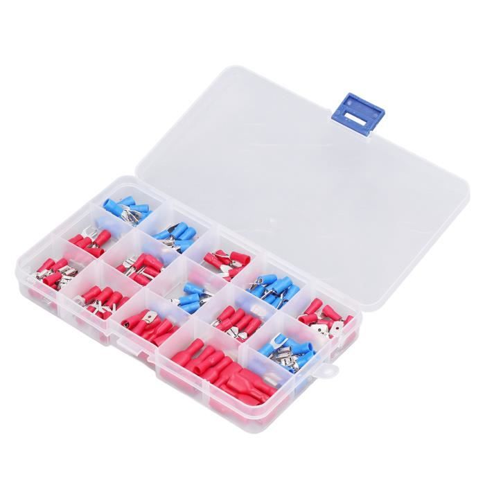EJ.life Anneau de cosse à sertir électrique 140Pcs Bornes Connecteurs Assortiment Kit Isolé Mâle ...
