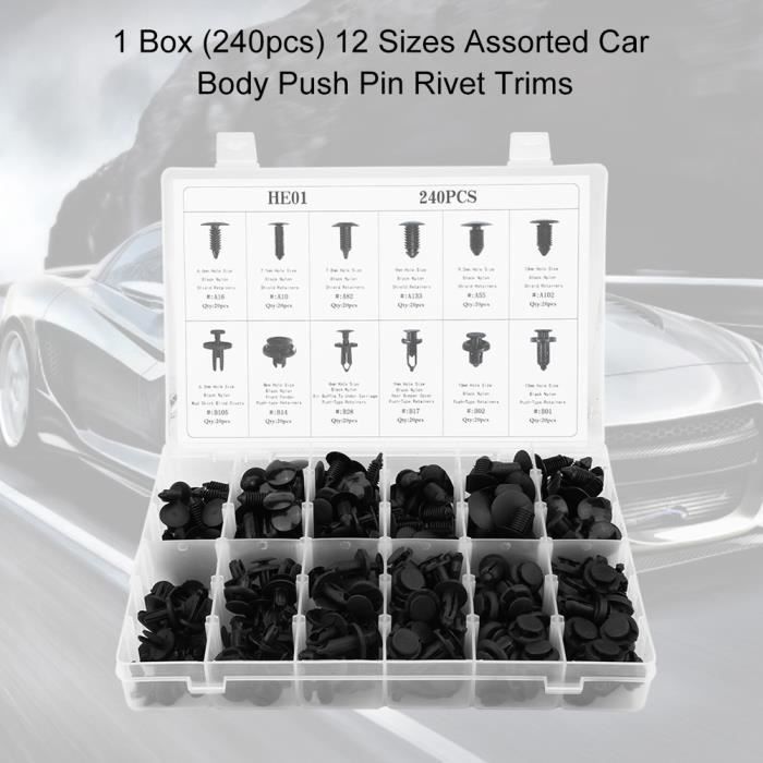 Qiilu 240pcs 12 Tailles Clips Agrafe Rivets en Plastique Fixation de ... Qiilu 240pcs 12 Tailles Clips Agrafe Rivets en Plastique Fixation de ...