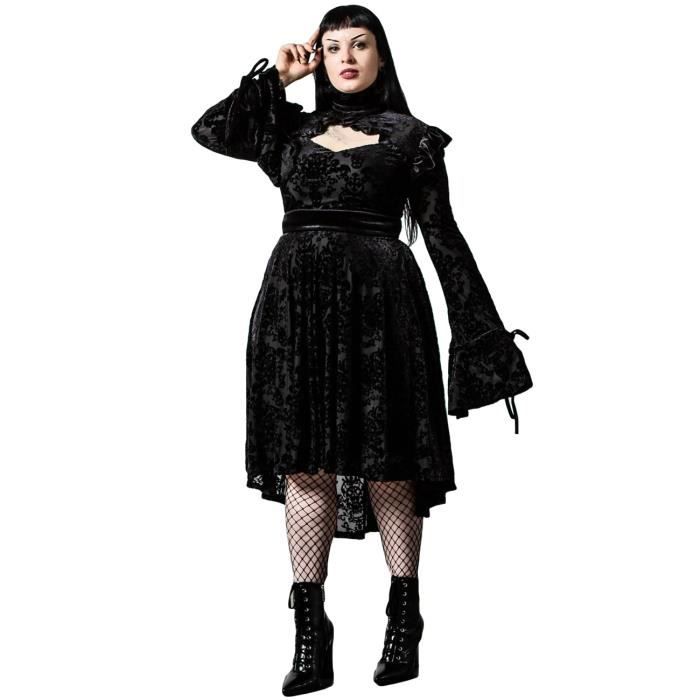 Robe noire à motif velours élégant goth Goetia KILLSTAR Noir ...