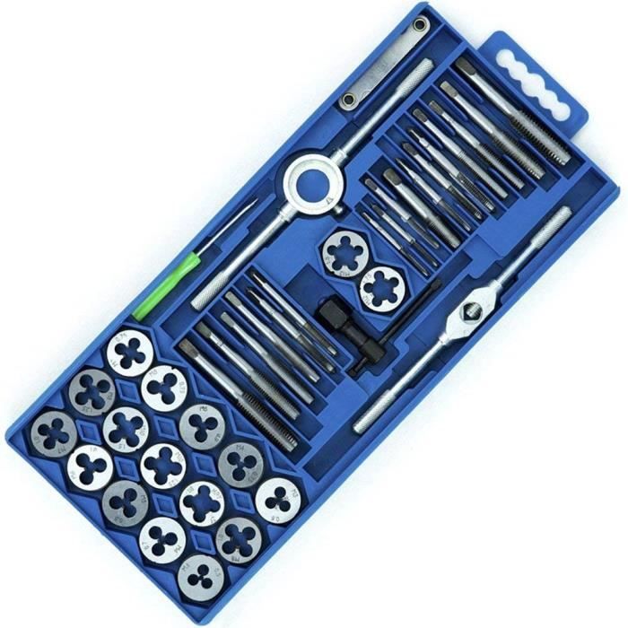 Coffret de Tarauds et Matrices Filières de Filetage - NAIZY - 40 pièces M3-M12 - Acier Tungstène ...