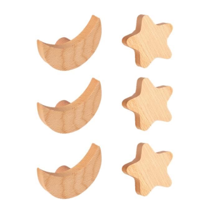 6 PièCes PatèRe en Bois Cintre Mural Crochet Mural en Bois Support de ...