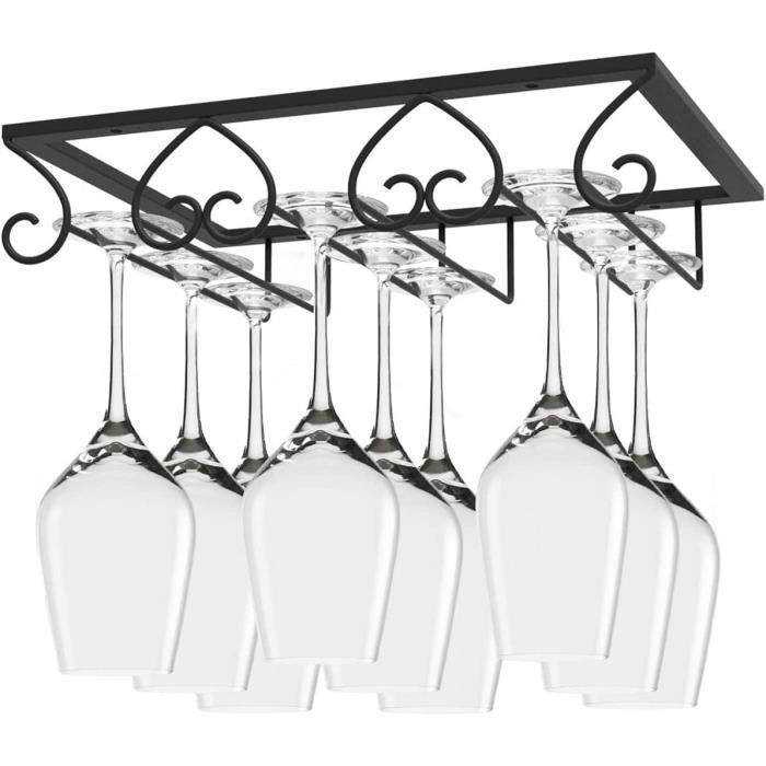 Support Verre a Pied Suspendu, Porte Verres Suspendu 3 Rangées en Métal ...