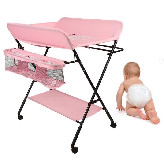 Table de soins pour bébés - SUPFINE - Pliable - mobile - Rose ...