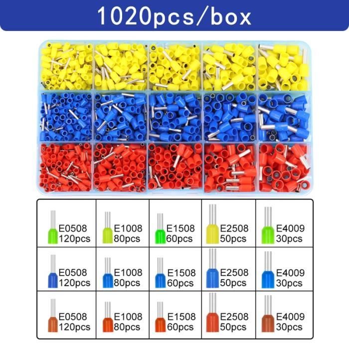 COSSE ELECTRIQUE,1020pcs box--Terminal tubulaire en boîte divers styles ...