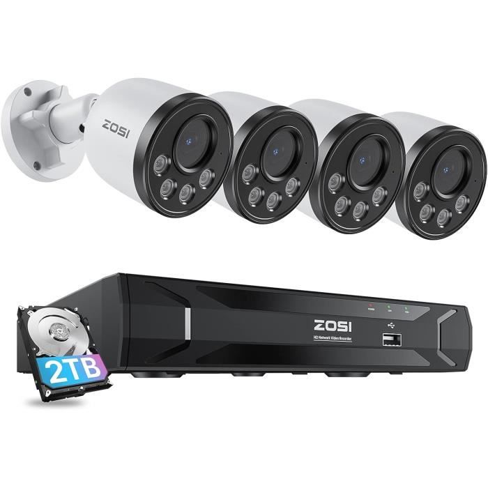 ZOSI 5MP PoE Kit Caméra de Surveillance avec Audio, H.265+ 8CH 5MP 1TB ...
