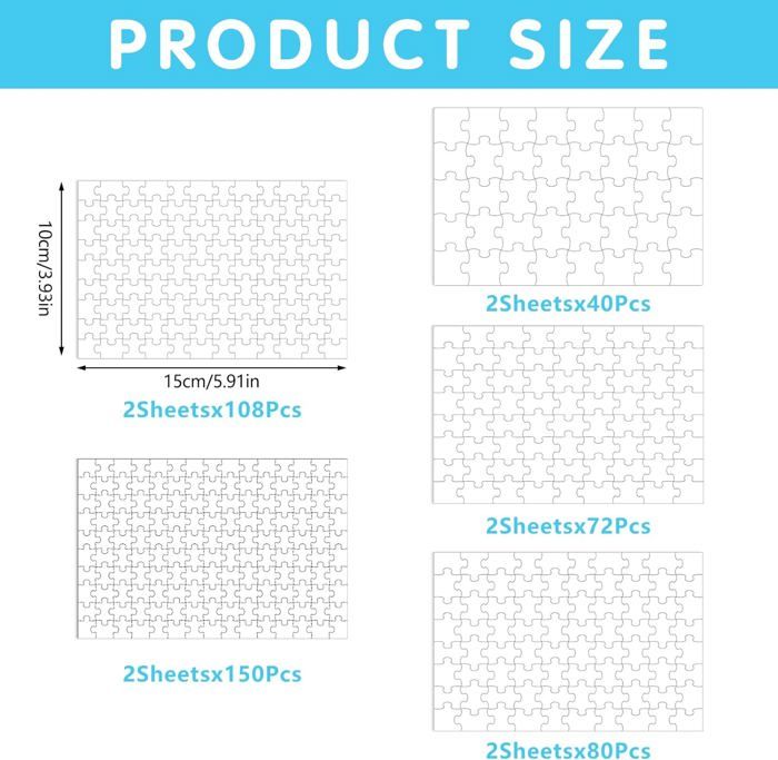 10 Feuilles de Puzzle par Sublimation, Puzzle Vierge, Puzzle à Peindre ...