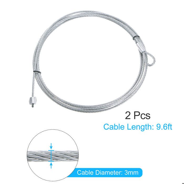 Fil de porte de garage SOURCING MAP 3mm Diamètre 2,9m Longueur Câble de ...