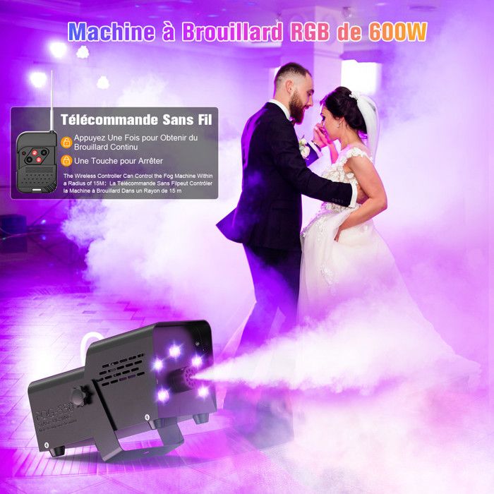 UKing 600W Machine à Fumée avec 5 RGB LED Lumières Contrôlables en ...