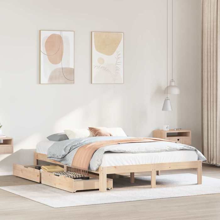 Lit Double Contemporain | Cadre de lit avec tiroirs |sans matelas ...