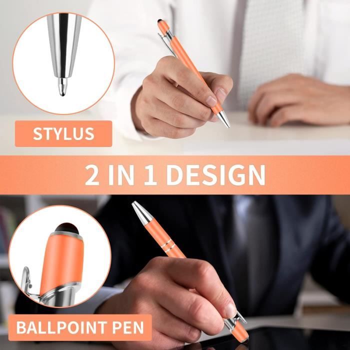 Lot De 6 Stylos À Bille Avec Pointe Stylet, Encre Noire De 1 Mm, Pointe ...