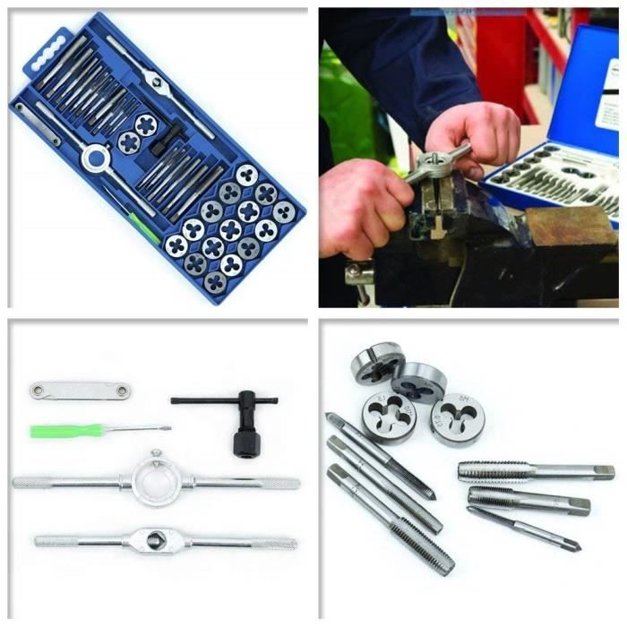 Coffret de Tarauds et Matrices Filières de Filetage - NAIZY - 40 pièces M3-M12 - Acier Tungstène ...