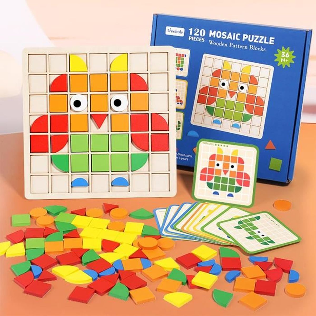 Mosaic Puzzle Sensory Game,3D Montessori Geometry Jigsaw Tangram Early ...