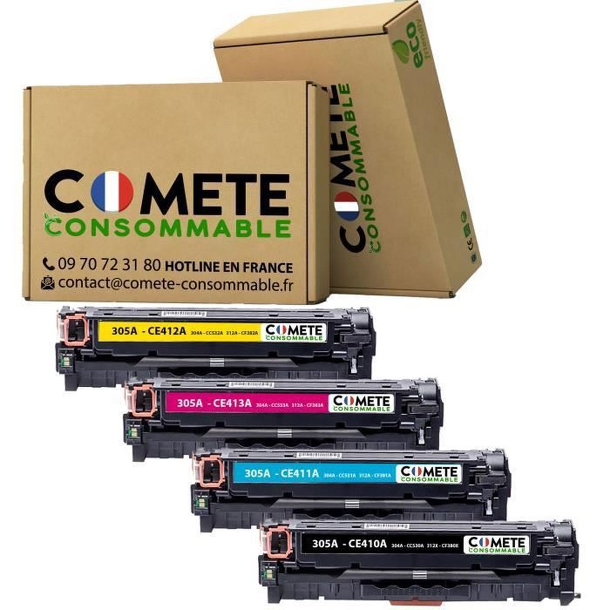 305A CE410A Pack 4 cartouche toner pour HP 305 A CE410A CE 411A CE412A ...