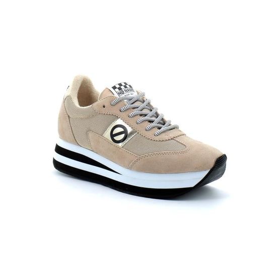 Baskets Cuir Flex Jogger - No Name - Beige - Homme - Plat - Lacets Nude ...