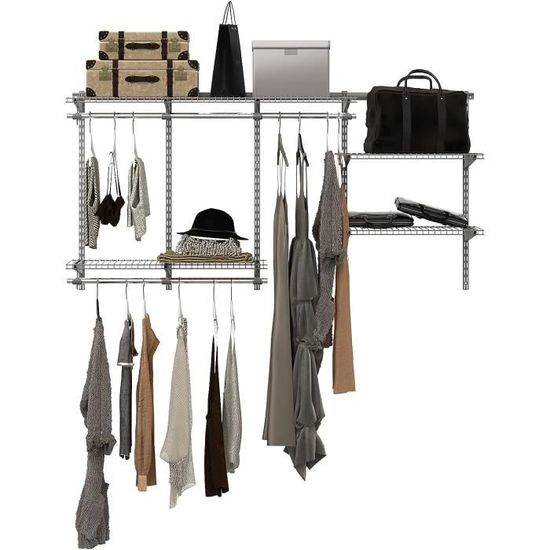 RELAX4LIFE Garde-Robe Portant de Vêtement Penderie DIY Mural avec Rail ...