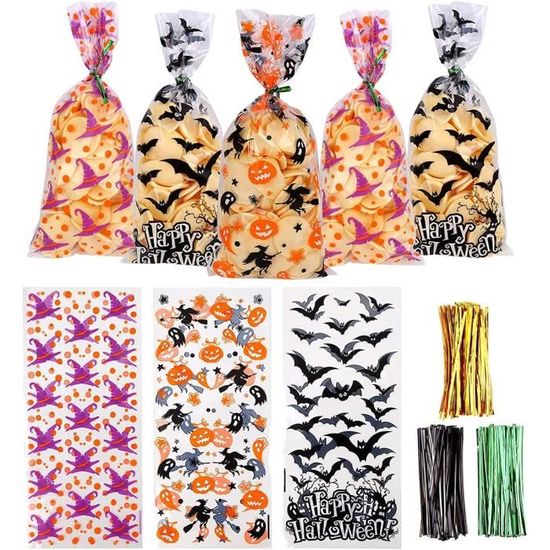 120Psc Sacs De Bonbons D'Halloween, Sachet Plastique Transparent Avec ...