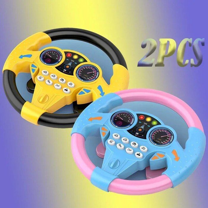 Simulation de volant multifonctionnel pour enfants,roue rotative à 360 °,voiture de conduite ...