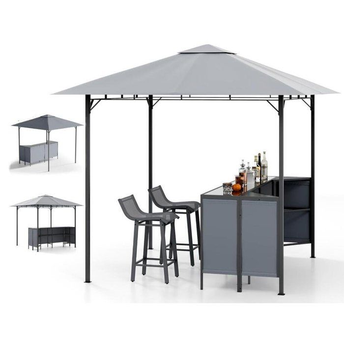 Tonnelle de Jardin pour Barbecue - RELAX4LIFE - 2 Tabourets de Bar ...