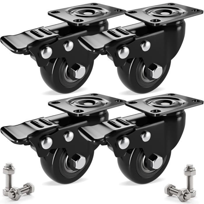 Lot De 4 Roulettes Pivotantes De 50 Mm Avec Accessoires De Montage Avec ...