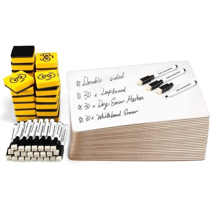 6 Paquets Tableau Blanc Effacable, Tableau Double Face 22 x 30 cm avec ...