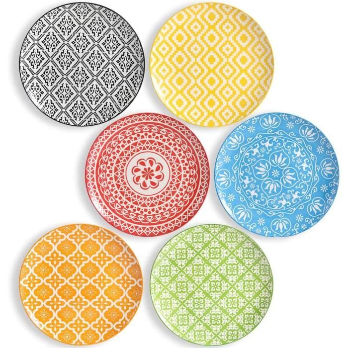 Grande Assiette Plates Porcelaine Multicolore - Plate Ceramique De ...