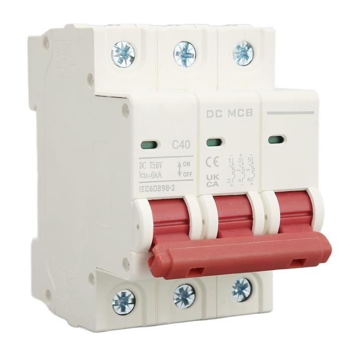 Cikonielf Disjoncteur DC miniature Disjoncteur cc 3P 6KA capacité de rupture Protection contre ...
