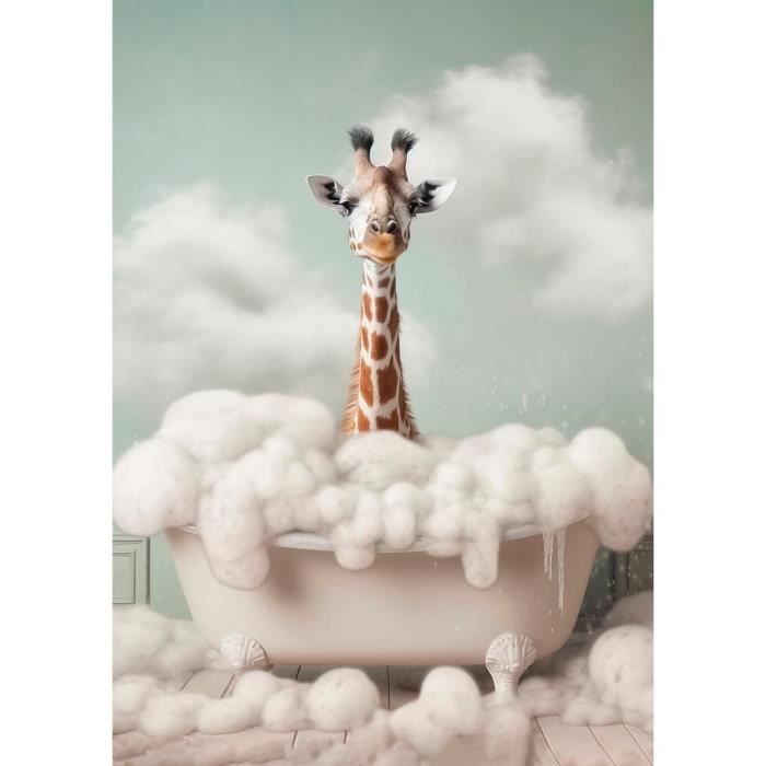 Tableau Décoratif Pour Salle De Bain - Motif Girafe Sur Wc - Cadeau ...