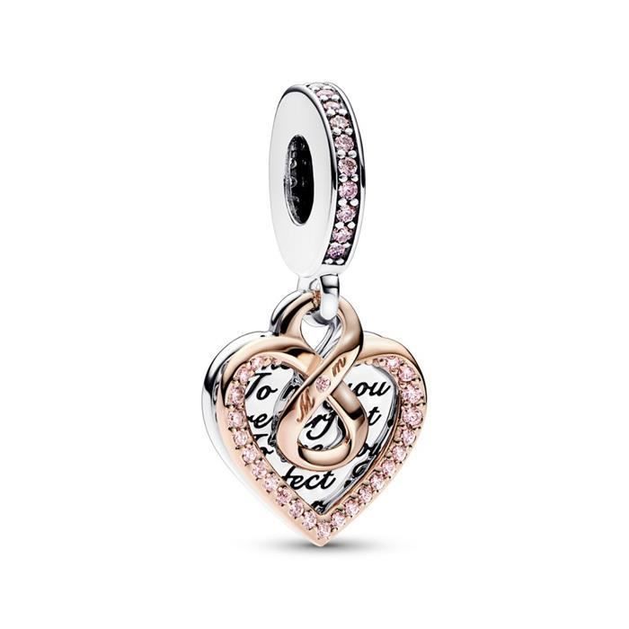 Charm Pendant - PANDORA - Double Cœur Infini - Bicolore - Métal - Femme ...