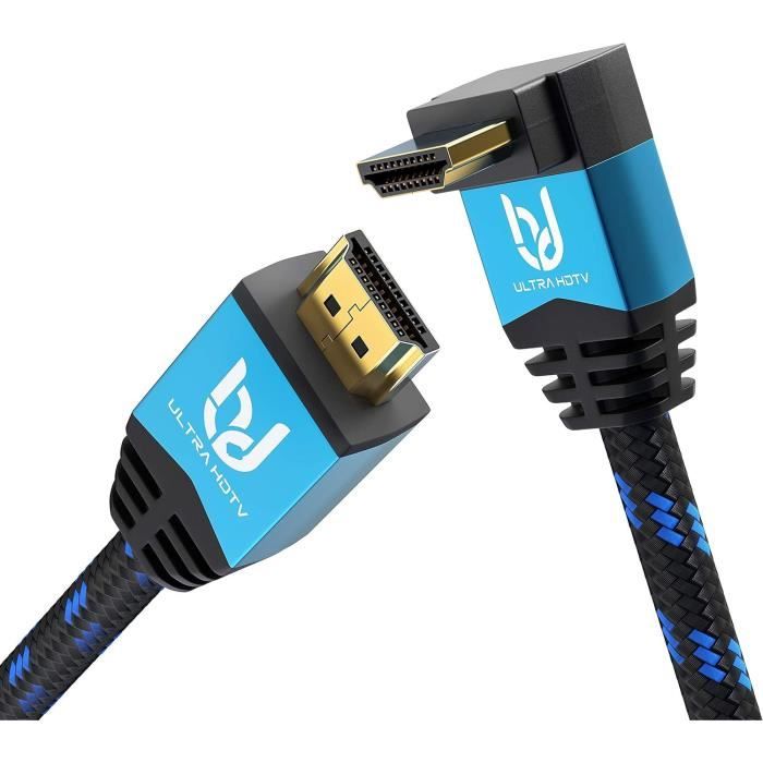 2M Câble Hdmi 2.0B 4K 60Hz,Coudé 90 Degrés Cordon,Ultra Hd High Speed 18Gbps Par Ethernet ...