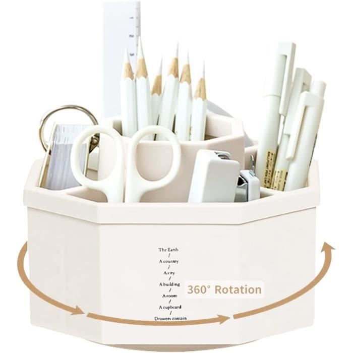 Rotatif Pot a Crayon, Pot a Crayon Bureau avec Autocollants ...