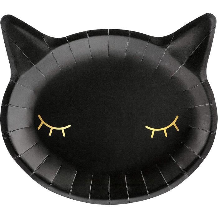 6 Assiettes Chat Noir (22 Cm)[H1790] - Cdiscount Maison