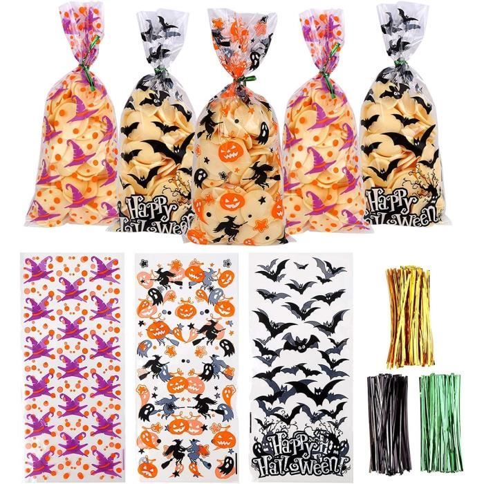 120Psc Sacs De Bonbons D'Halloween, Sachet Plastique Transparent Avec ...